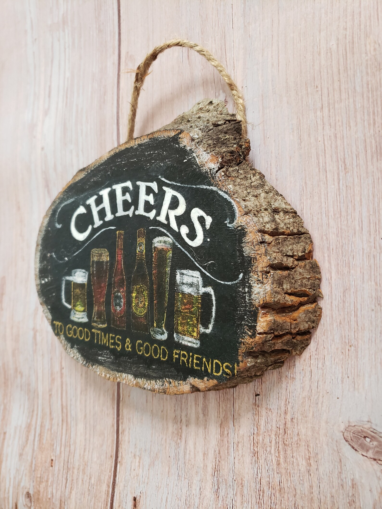 Rustic Cheers Wooden Plaque: Beer Lover Bar Sign - Etsy