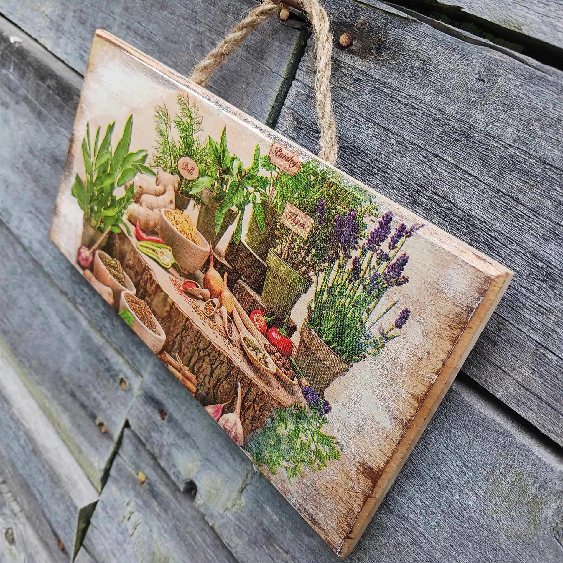 Kitchen Wooden Plaque, Rustic Wall Décor, Country Kitchen Décor, Herbs ...