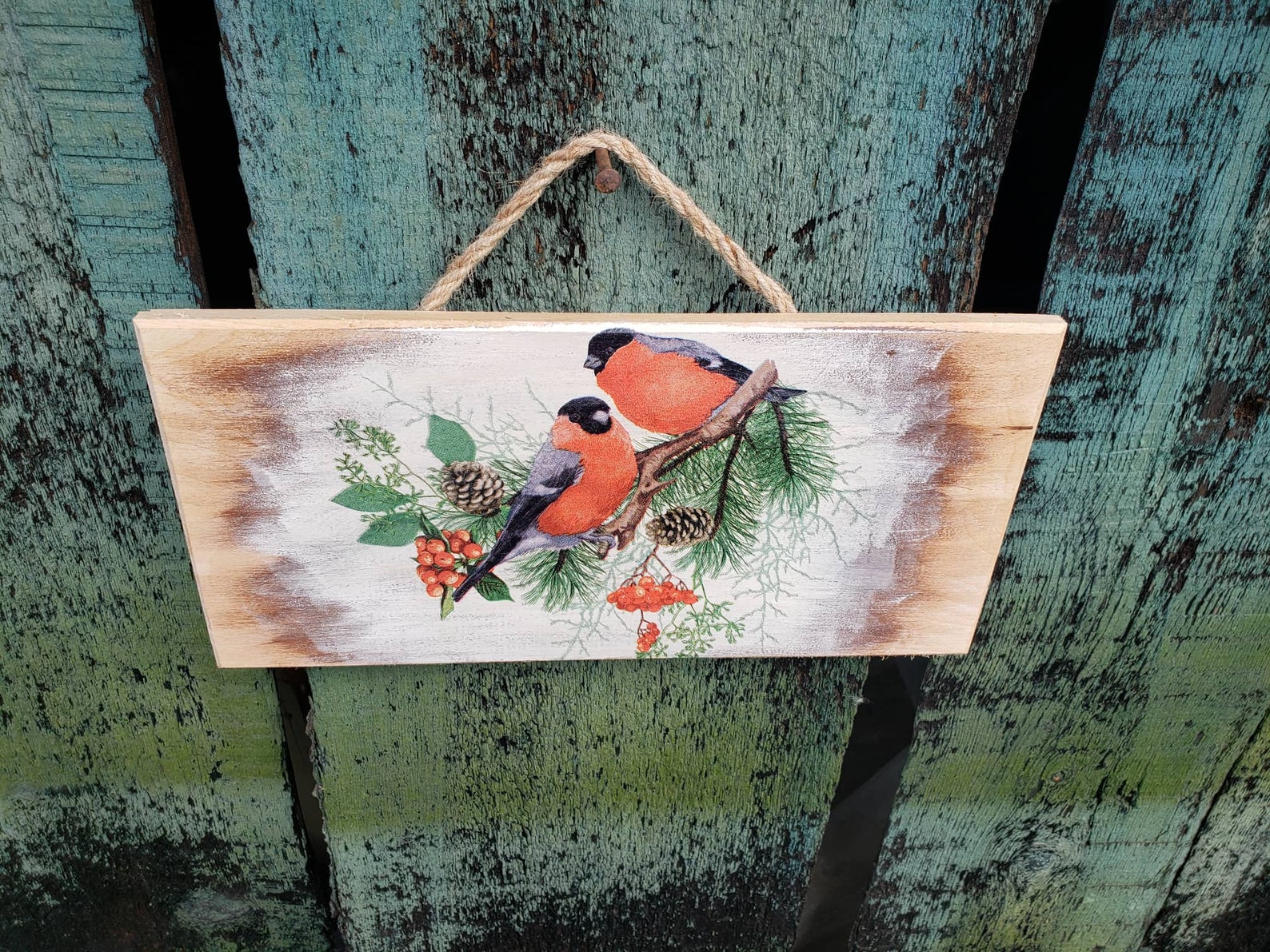 Wall Plank With Red Finches Kitchen Decor Wooden Plaque With - Etsy