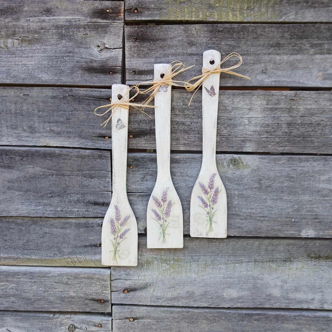Set of 3 Shabby-chic Lavender Decorative Spatulas - Rustic Farmhouse ...