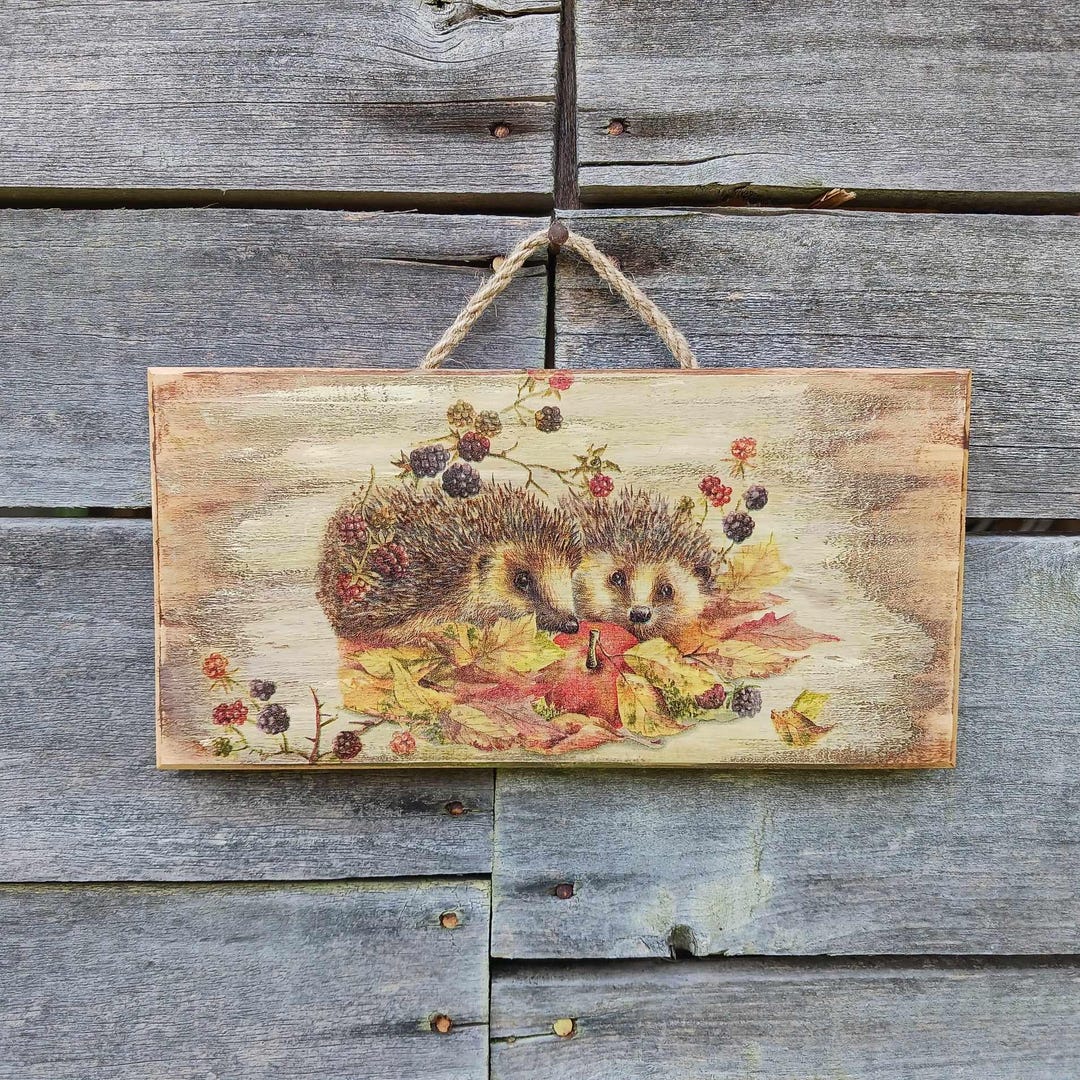 Hedgehog Decor, Wild Animal, Hedgehog Gift, Decoupage Hedgehog, Animal ...
