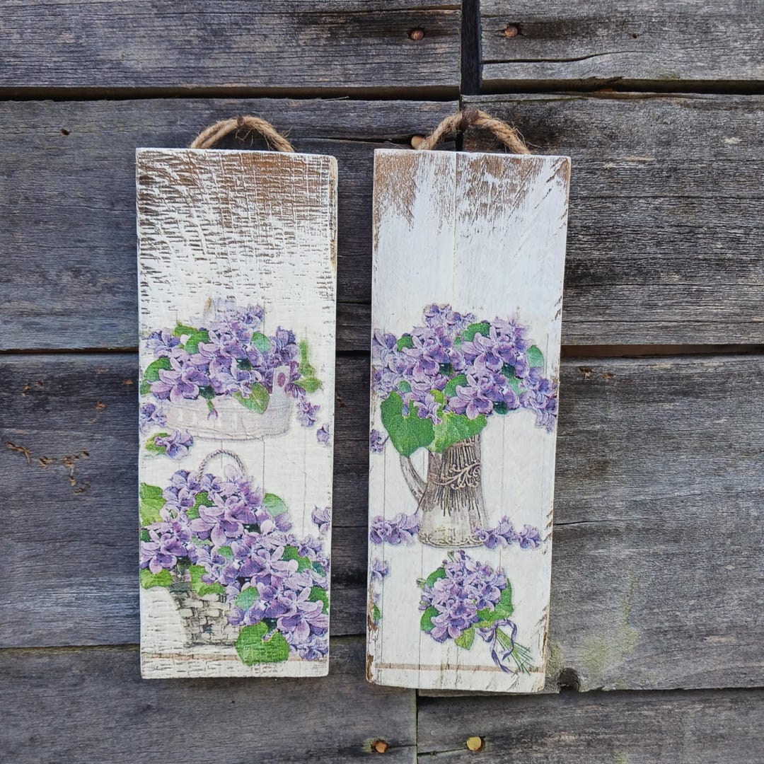 Wild Purple Violet Reclaimed Wood Wall Art - Viola Flower Sign ...