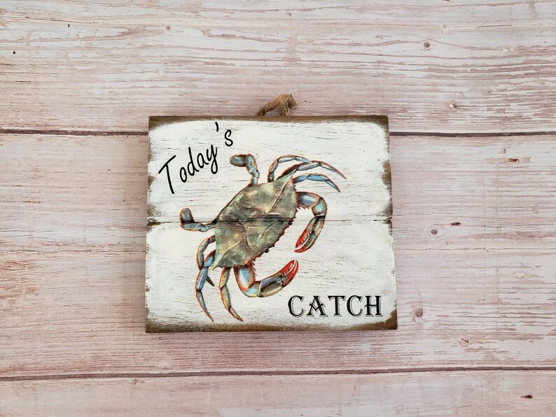 Beach Kitchen Sign Blue crab décor Nautical Jar Maryland | Etsy