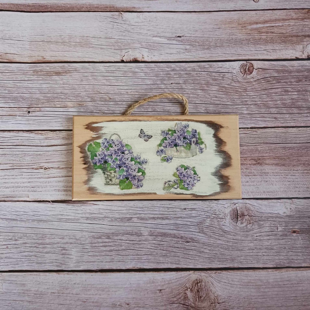 Wild Violets, Wildflowers, Violets Wall Decor, Rustic Wood Art ...