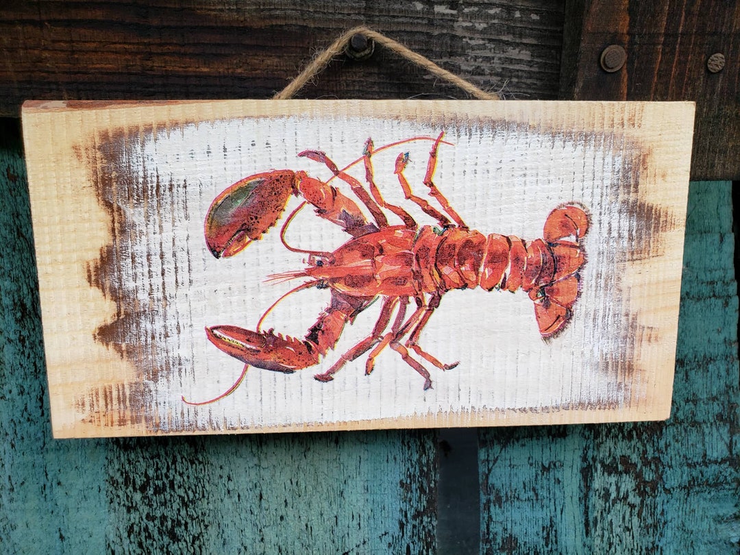 Seafood Restaurant Decor Red Lobster Plank Wooden Plaque - Etsy