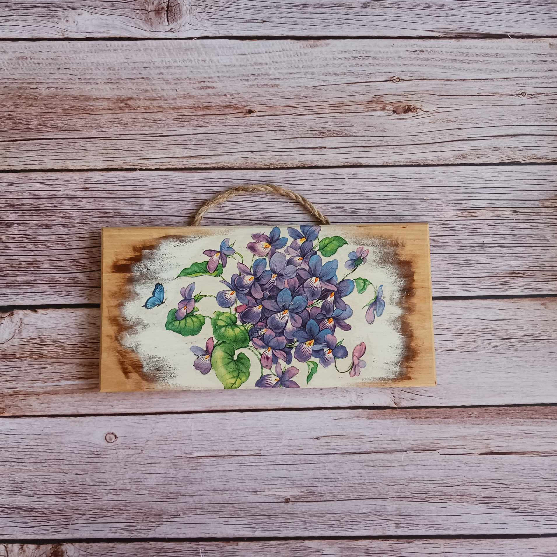 Violets Flower Art, Violet Lovers, French Country Décor, Rustic Wood ...