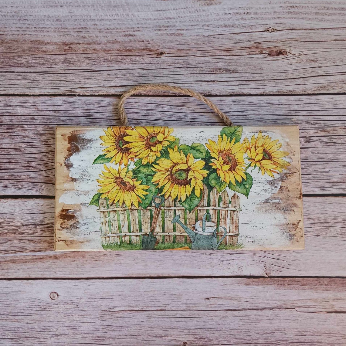 Decoupage Sunflower Wooden Wall Decor: Rustic French Country Plaque - Etsy