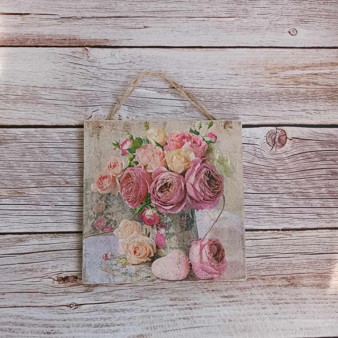 Cottage Roses, Pink Roses, Cottage Wall Decor, Shabby Chic Decor ...