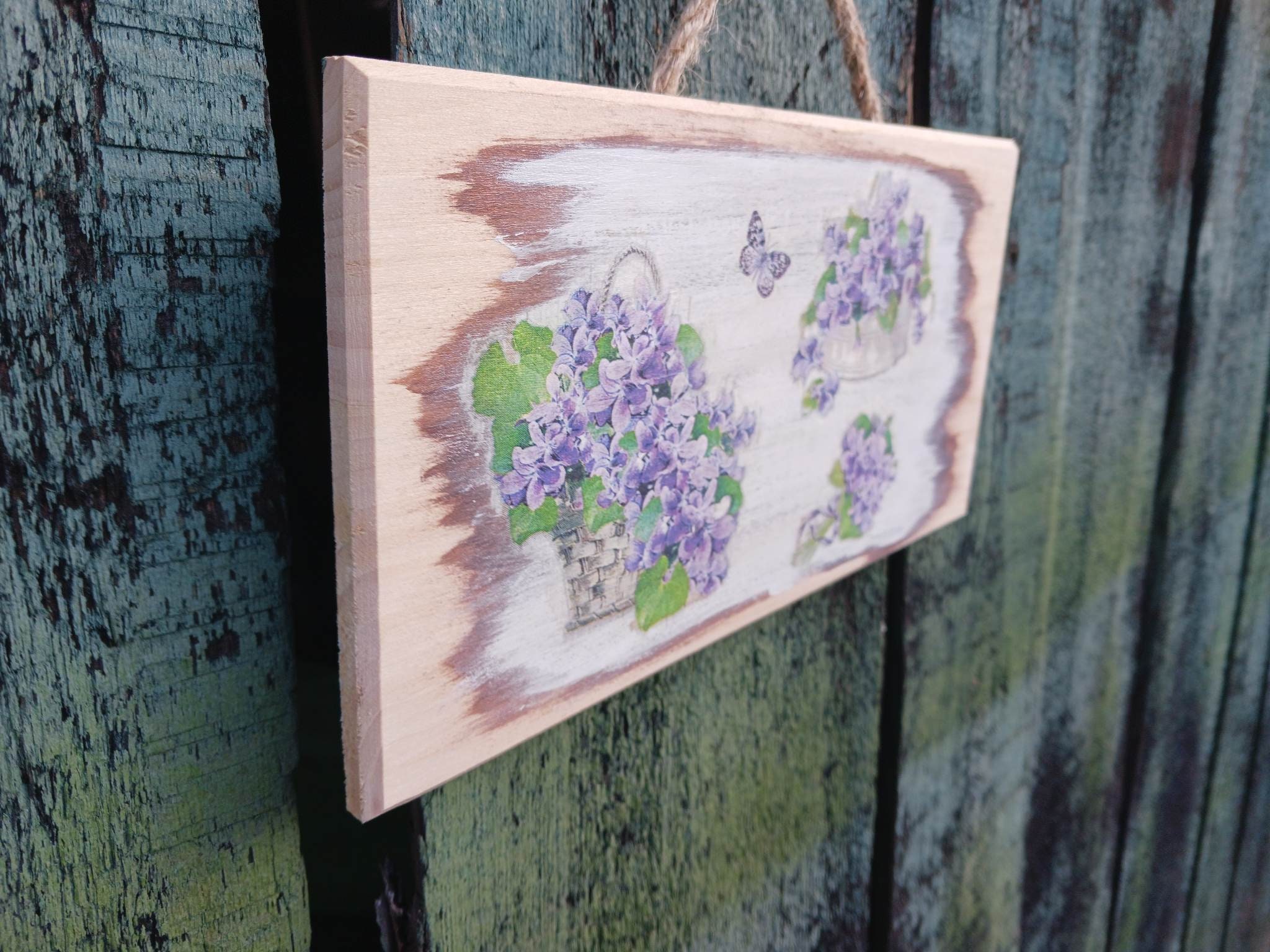 Wild Violets Wildflowers Violets Wall Decor Rustic Wood - Etsy
