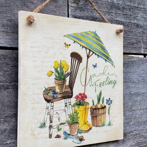 Garden Feeling, Garden Sign, Spring Wall Decor, Gardener Gift, Yellow ...