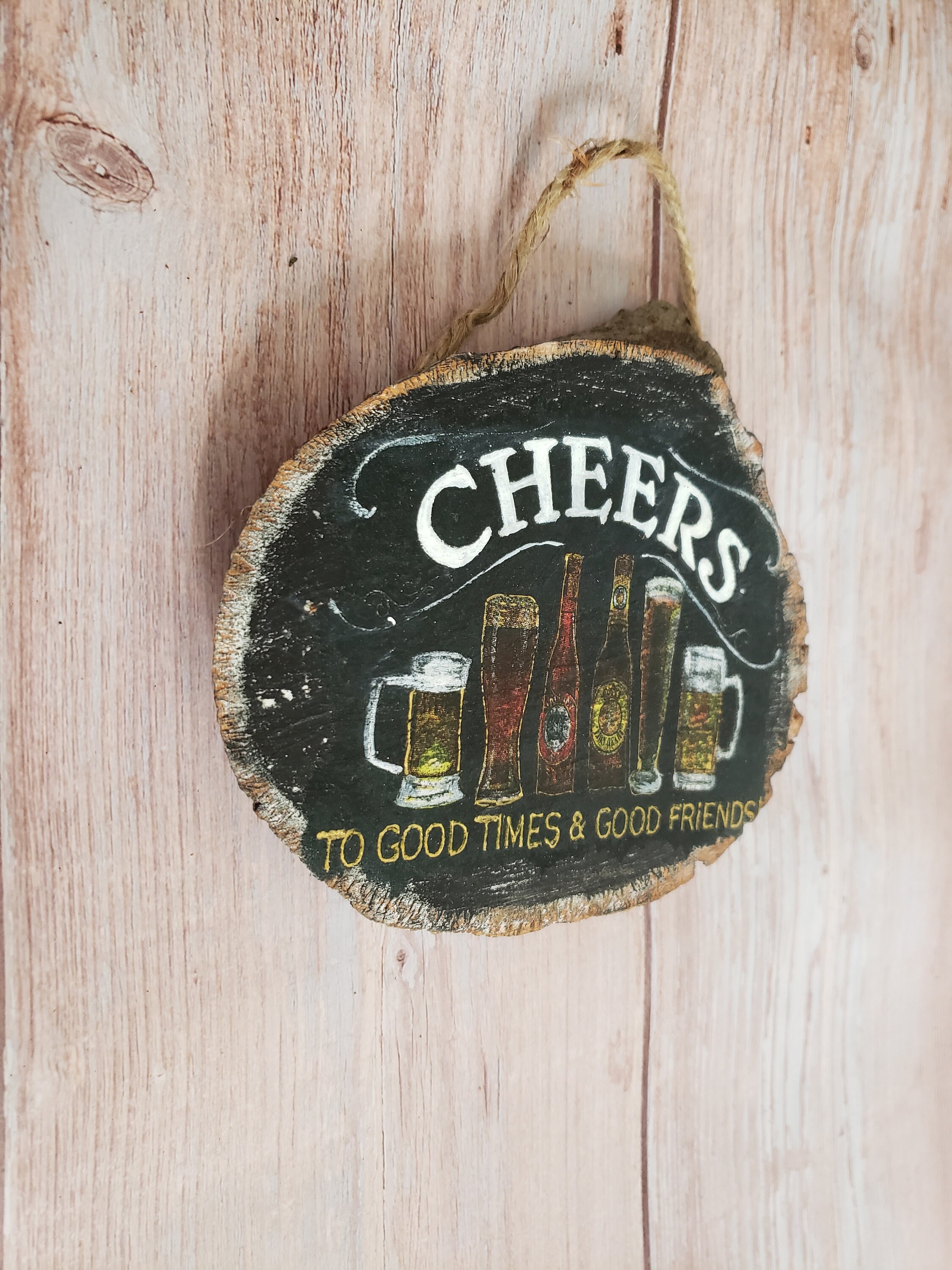 Cheers Quote Rustic Wall Plaque Friends Quote Wooden Cheers - Etsy