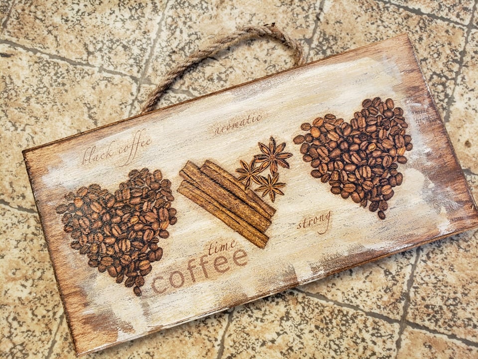 Coffee Time Decor, Coffee Bean Heart Decor, Coffee Lovers Gift, Rustic ...