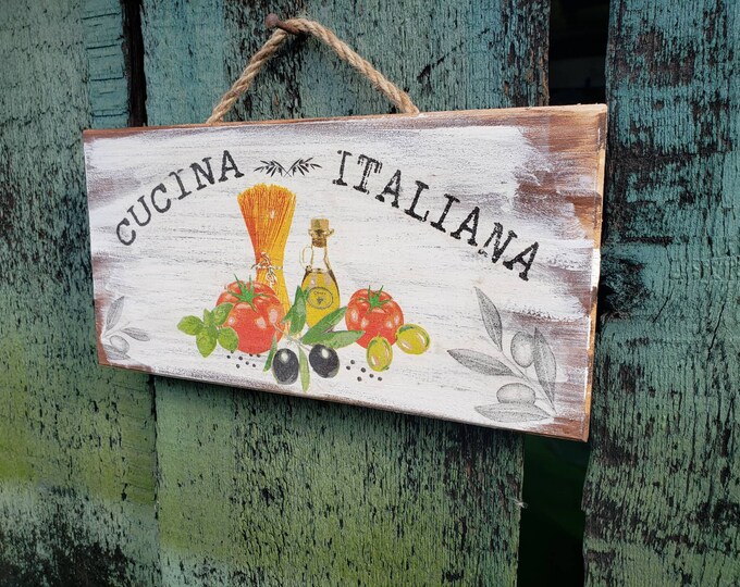 Italian Kitchen Decor, Cucina Italiana Sign, Herbs Wall Plank ...
