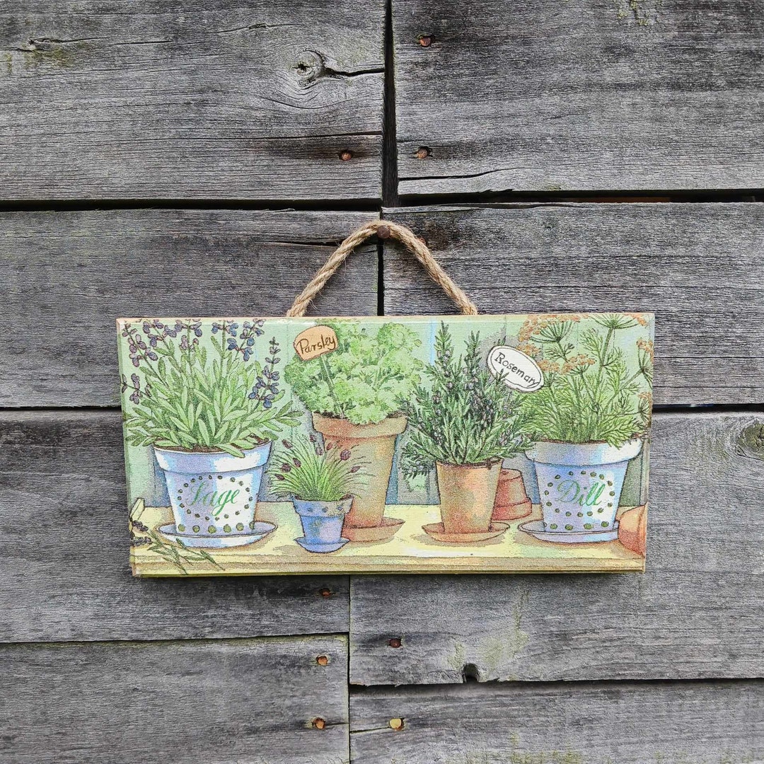 Spices Kitchen Wall Art, Herbs Wall Decor, Parsley Decoration, Sage ...