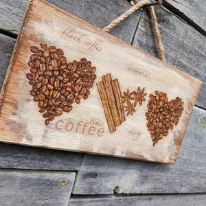 Coffee Time Decor, Coffee Bean Heart Decor, Coffee Lovers Gift, Rustic ...