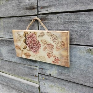 Plank With Flowers, Floral Handmade Wall Plaque, Rustic Style Plank ...
