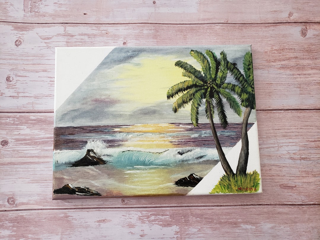 Magical Sunset Painting, Tropical Sunset Art, Palm Tree Sunset ...