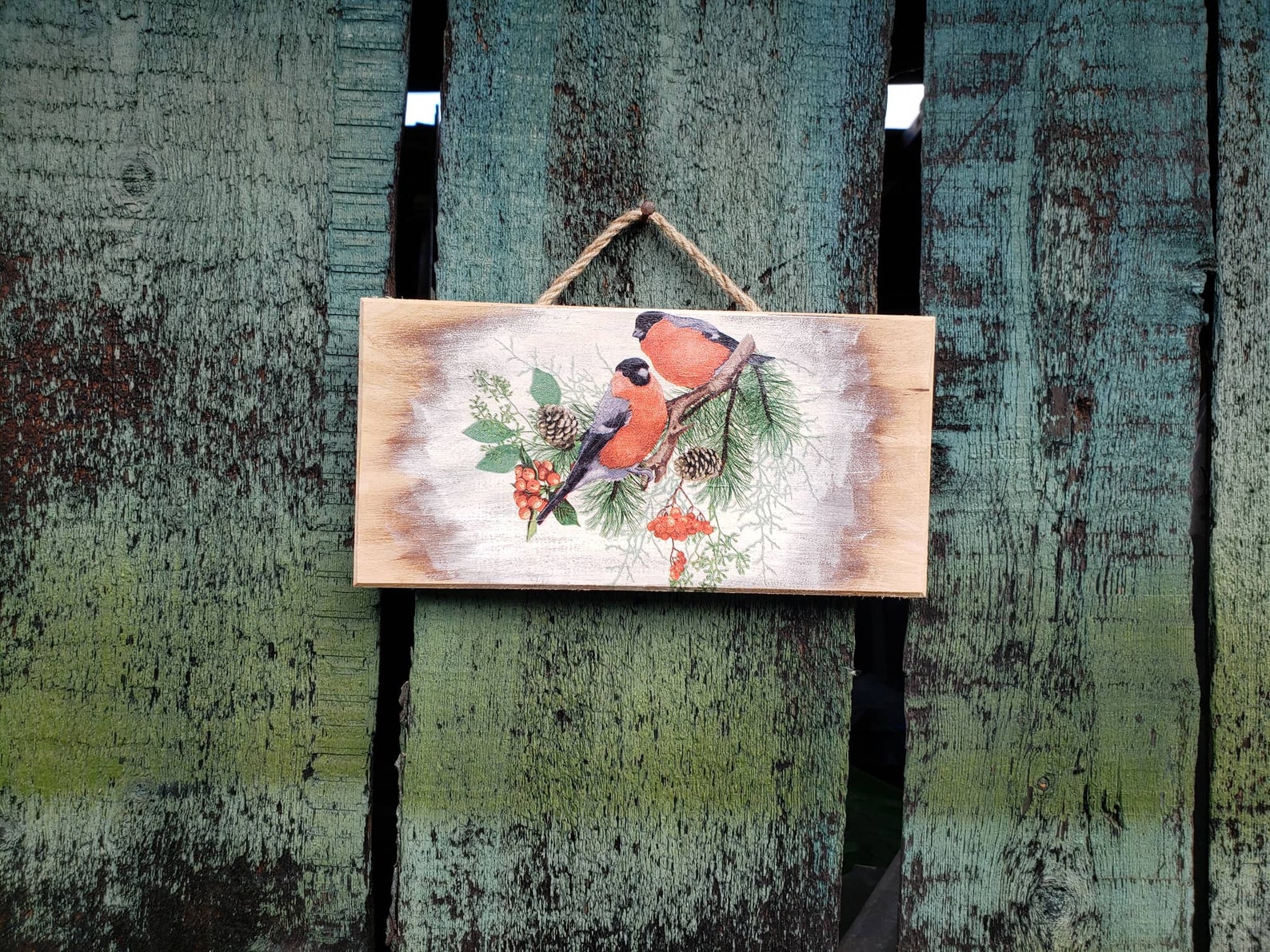 Wall Plank With Red Finches Kitchen Decor Wooden Plaque With - Etsy
