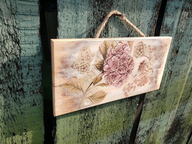 Plank With Flowers Floral Handmade Wall Plaque Rustic Style - Etsy