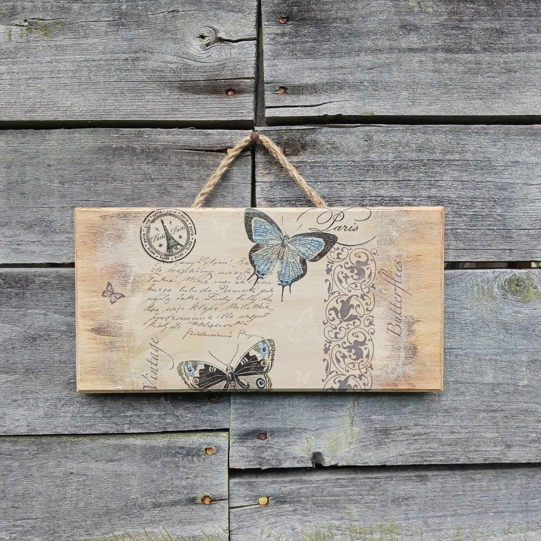 Paris Wall Sign, French House Decor, Butterflies Decor, Eiffel Towel ...