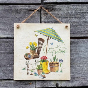 Garden Feeling, Garden Sign, Spring Wall Decor, Gardener Gift, Yellow ...