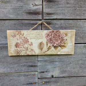 Plank With Flowers, Floral Handmade Wall Plaque, Rustic Style Plank ...