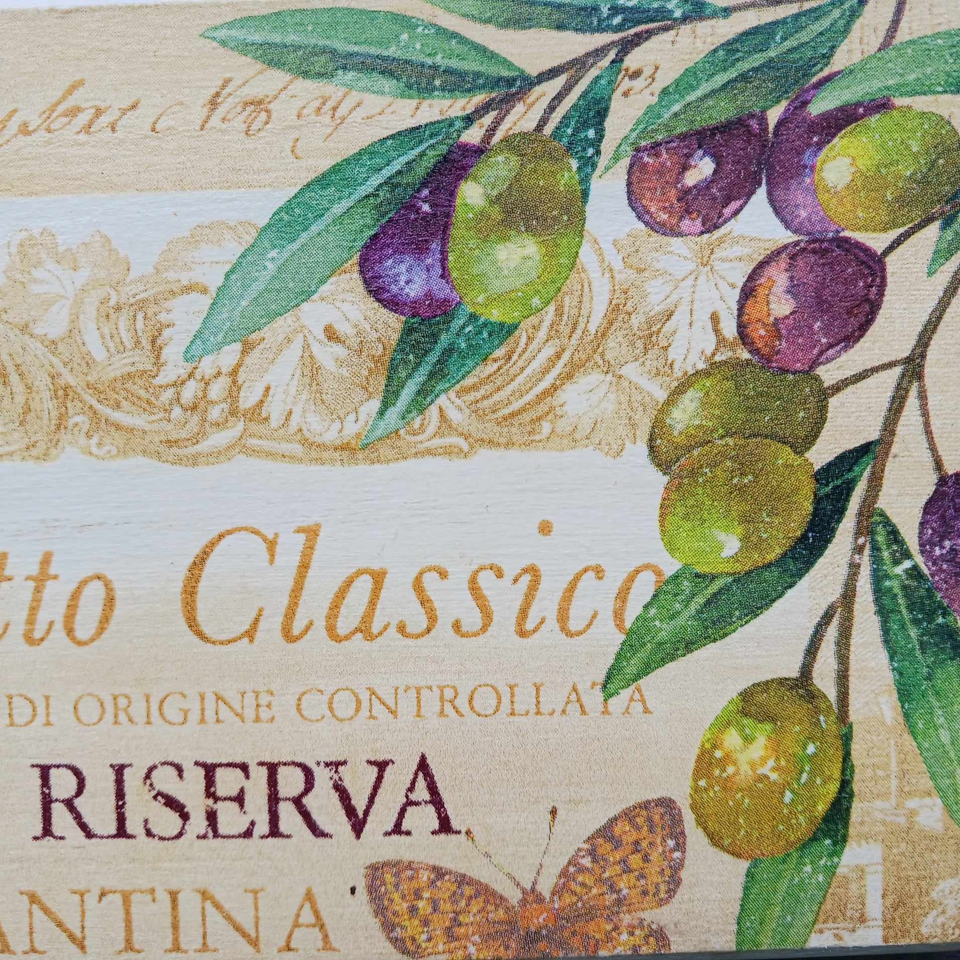 Italian Wine Sign: Chiaretto Classico, Olives Decoupage Wood Decor - Etsy