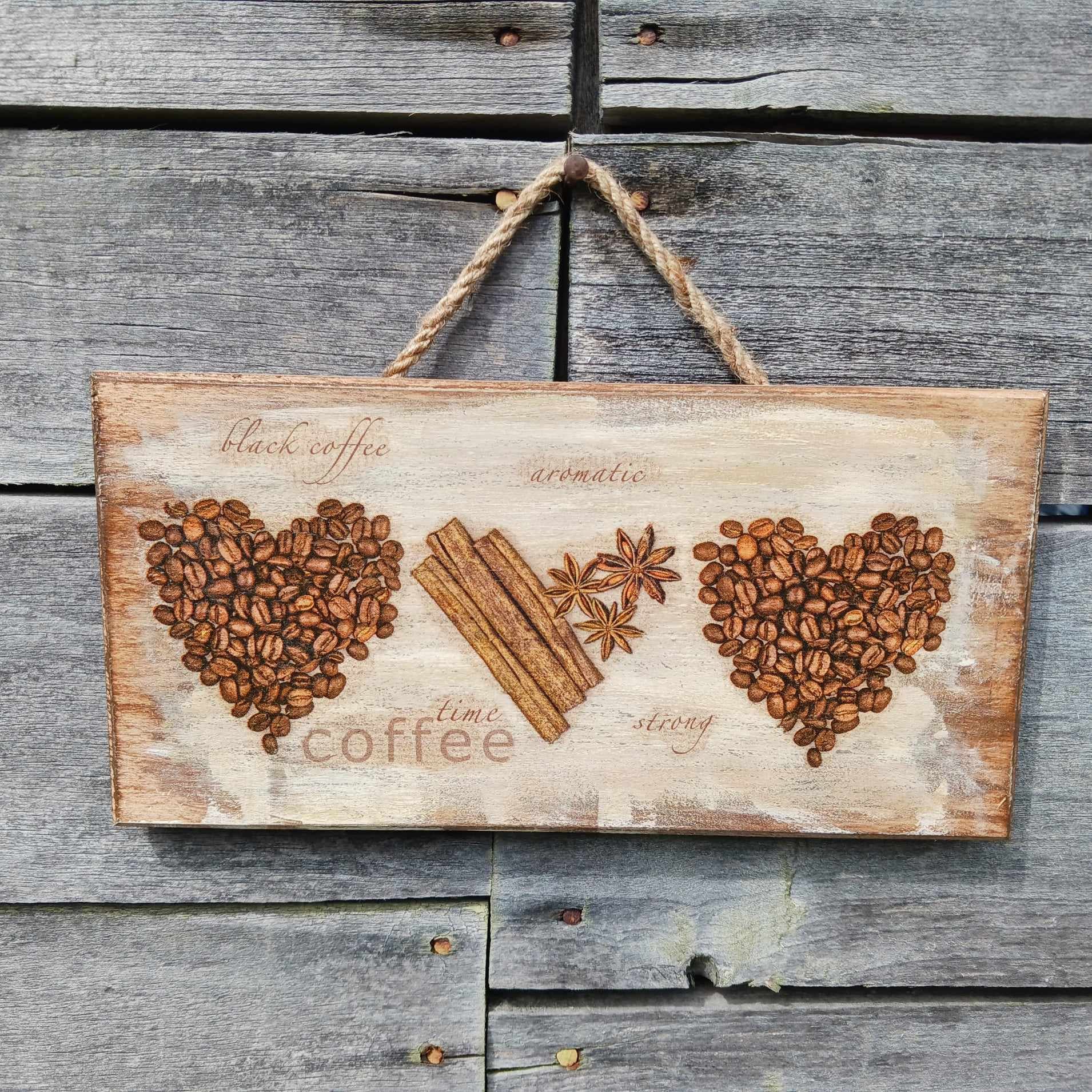 Coffee Time Decor, Coffee Bean Heart Decor, Coffee Lovers Gift, Rustic ...