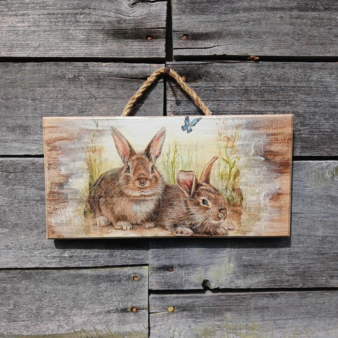 Bunnies Decor, Country Wall Decor, Decoupage Bunnies, Animal Wall Decor ...