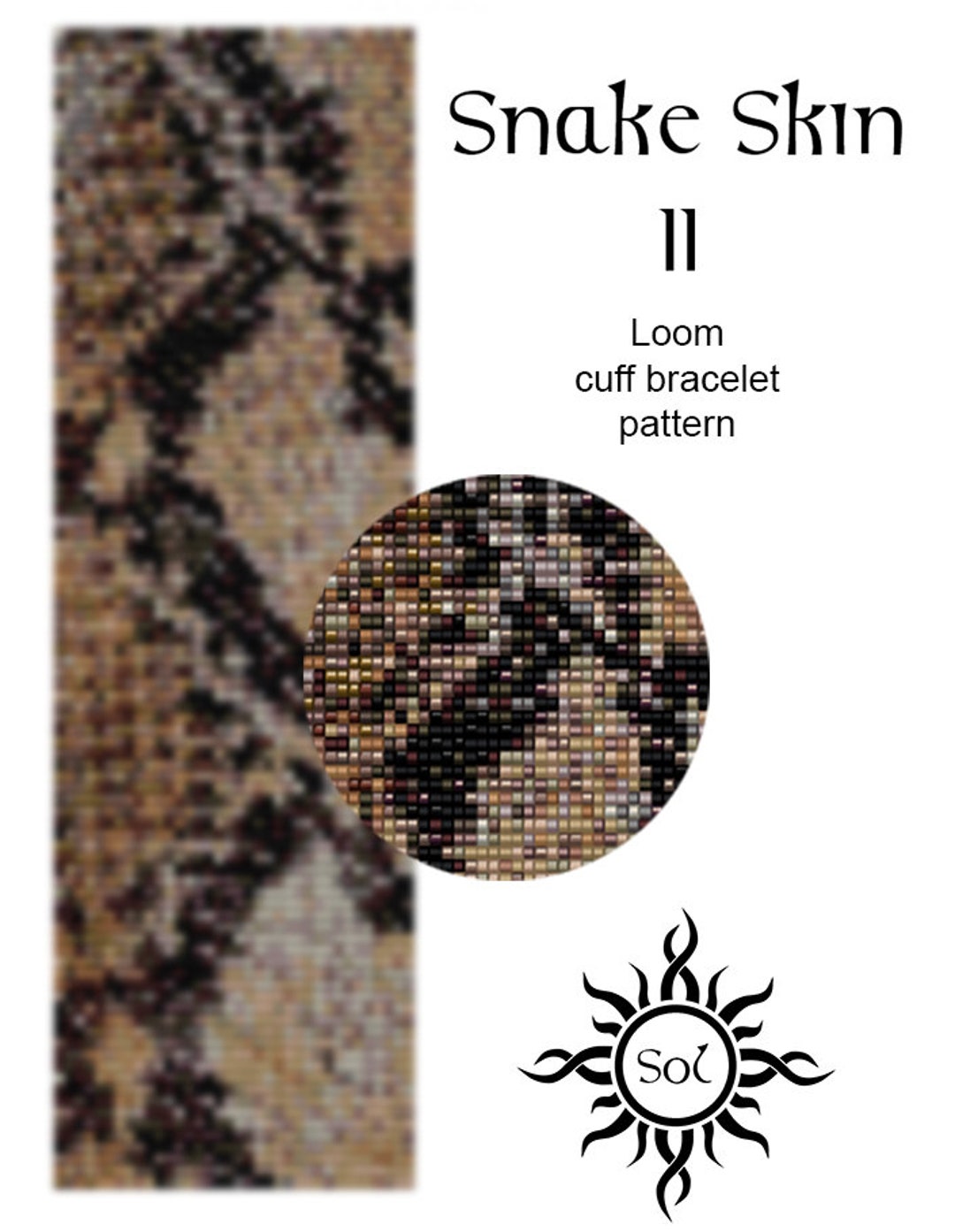 SNAKE SKIN II - Loom Cuff Beaded Bracelet Pattern; Tutorial, Pdf File ...