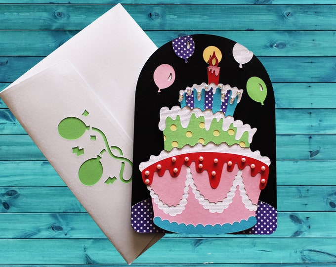 Birthday Card, Dimensional Birthday Card With Coordinating Envelope - Etsy
