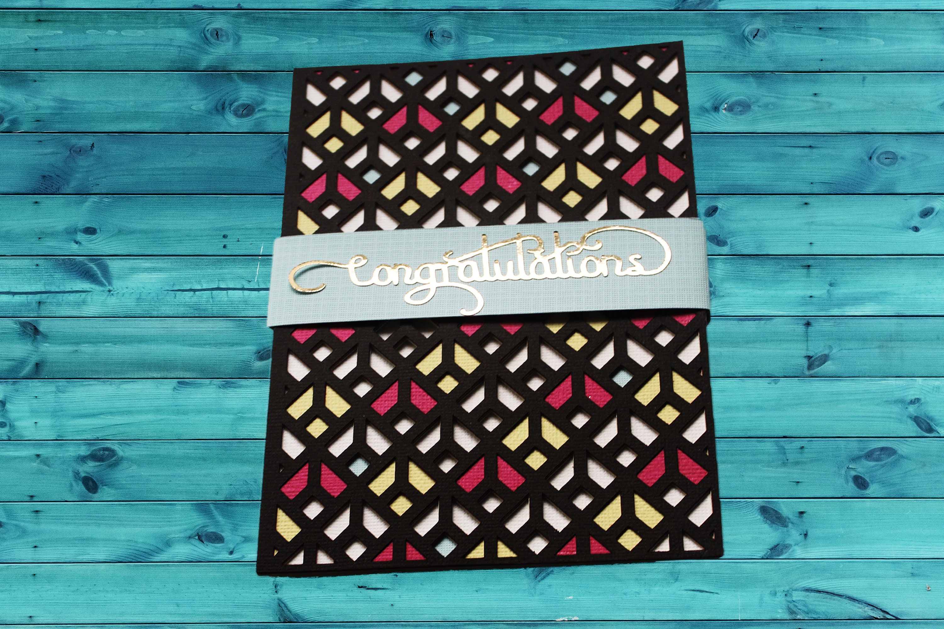 Handmade Congratulations Card: Geometric Cutout Design - Etsy