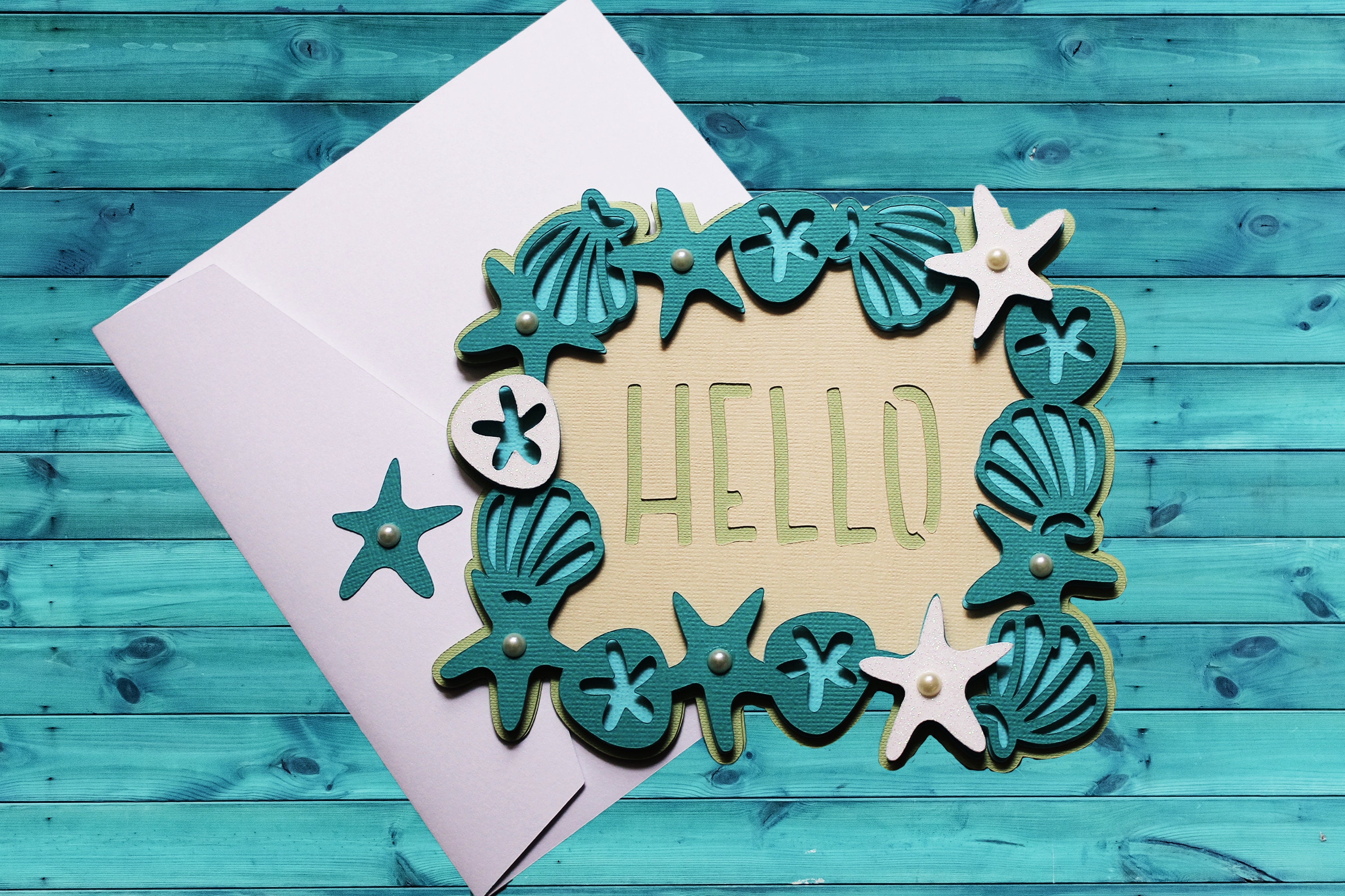 Shell Greeting Card Handmade Summer Card - Etsy