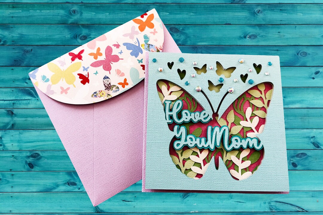 Butterfly I Love You Mom Handmade Layered Mother's Day Card - Etsy