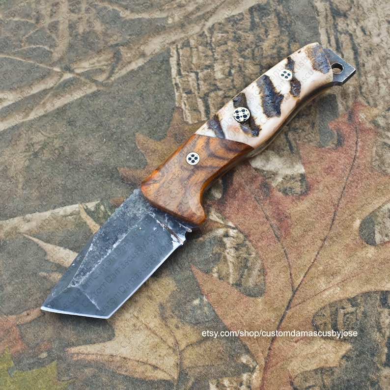 Hand Forge Bushcraft Knife With Sheath Ram Horn Fixed Blade - Etsy