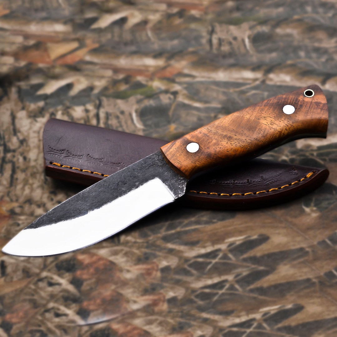 Handmade Bushcraft Knife With Sheath | Rosewood Fixed Blade Knife ...