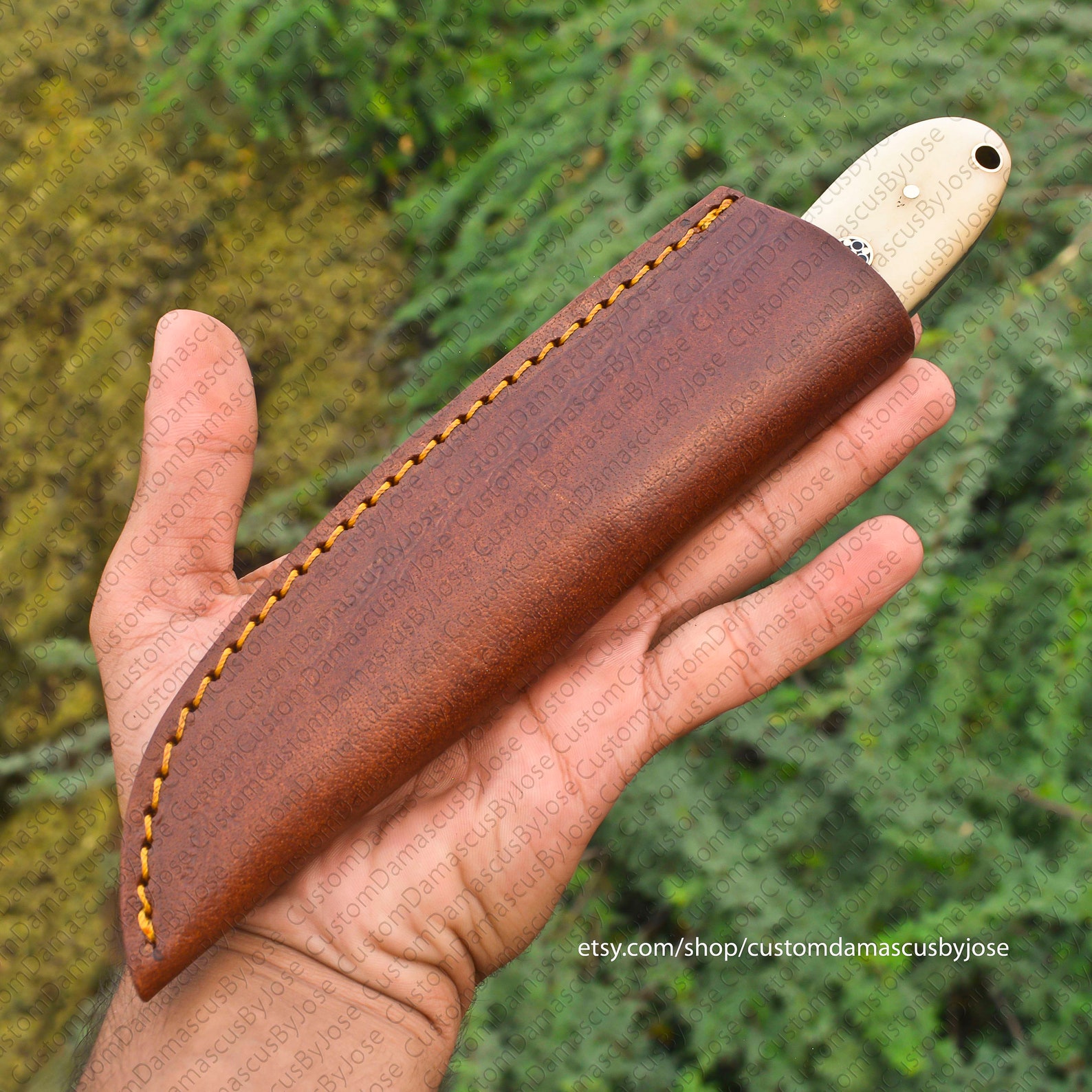 Bone Handle Damacus Skinning Knife With Sheath Bushcraft - Etsy