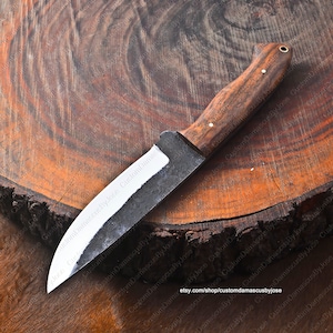 Hand Forged Camping | Bushcraft Knife With Sheath | Fixed Blade | Custom Hunting Knife ...