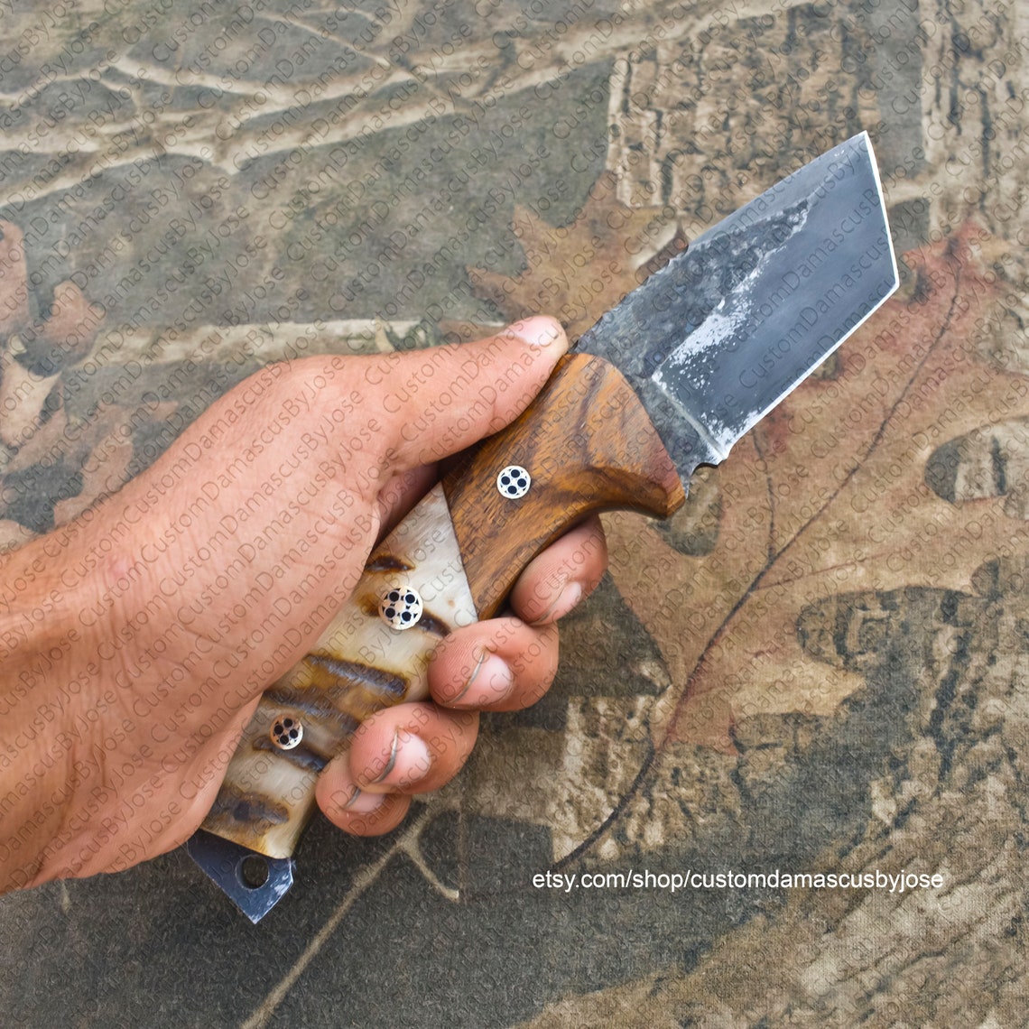 Hand Forge Bushcraft Knife With Sheath | Ram Horn Fixed Blade Custom ...
