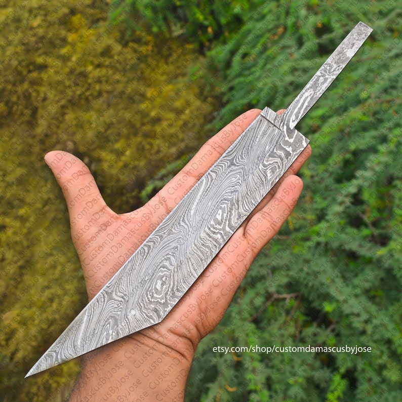 Damascus Seax Blank Blade Sheepsfoot Knife Handmade Fixed - Etsy
