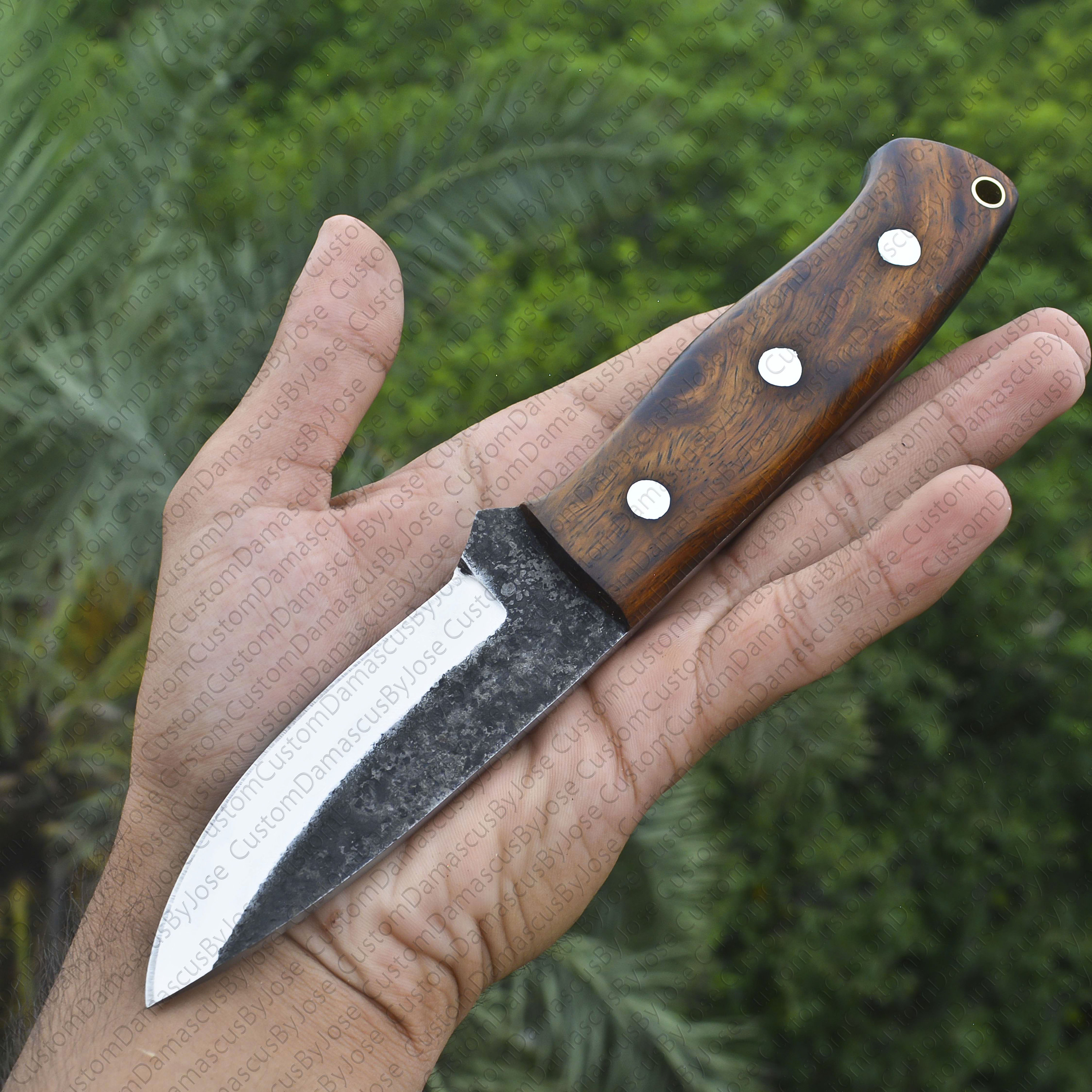 Handmade Bushcraft Knife With Sheath | Rosewood Fixed Blade | Hunting ...
