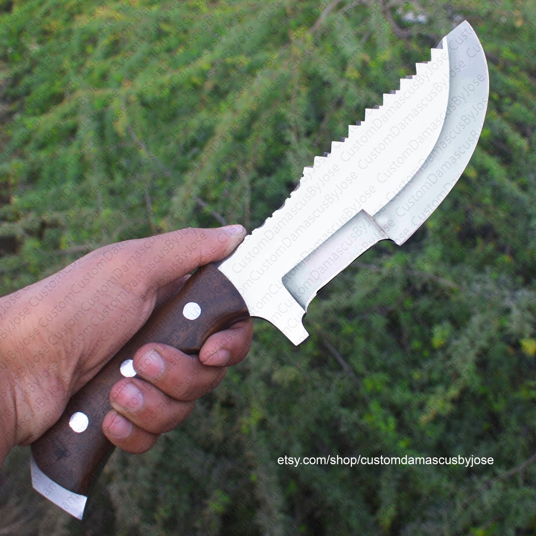 Bushcraft Tracker Knife With Sheath Carbon Steel Rosewood - Etsy