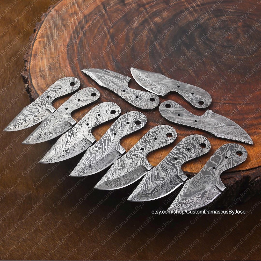 Set of 10 Damascus Blank Blades | Knife Making Kit | DIY Knife Making ...