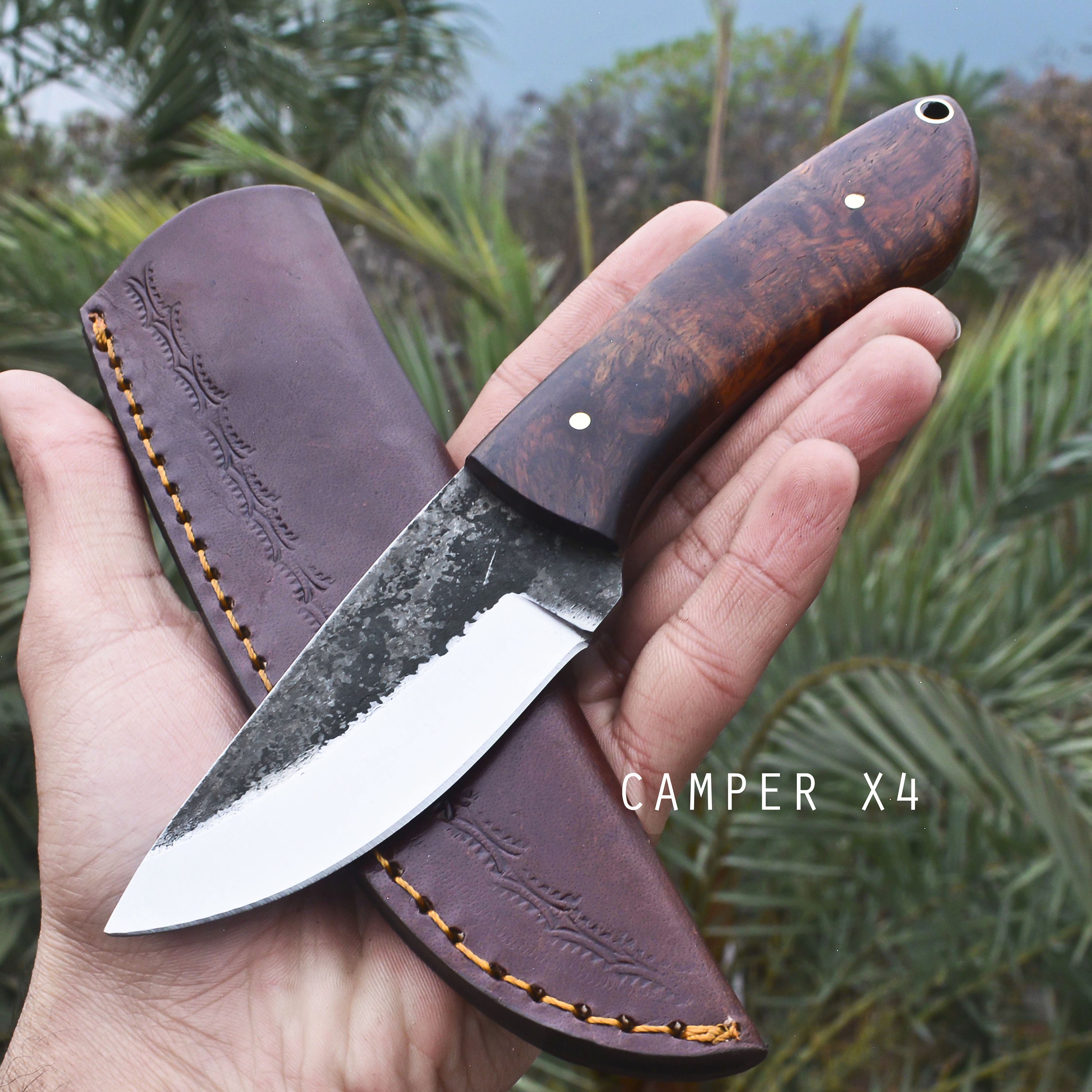 Handmade Bushcraft Knife With Sheath Rosewood Fixed Blade - Etsy