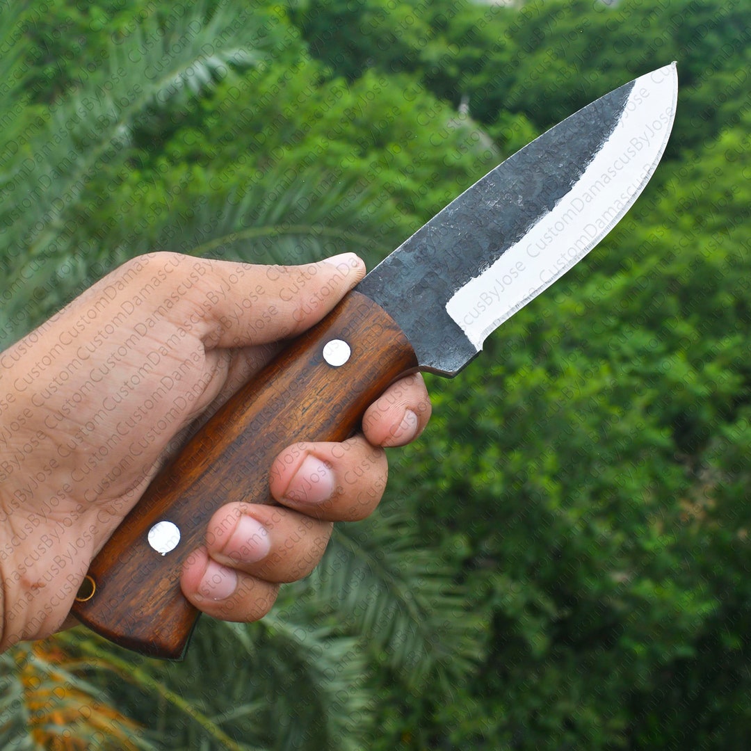 Handmade Bushcraft Knife With Sheath Rosewood Fixed Blade Knife Custom ...
