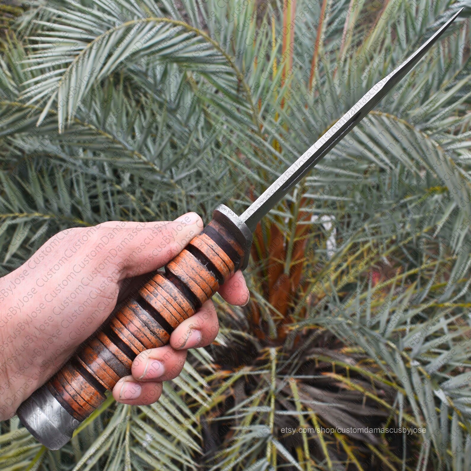 Damascus Kabar Knife With Sheath Custom Handmade Damascus - Etsy