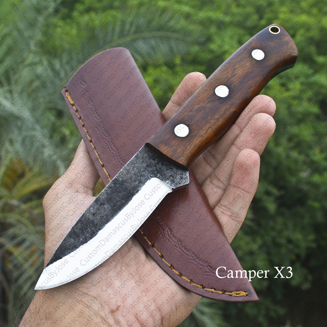Handmade Bushcraft Knife With Sheath Rosewood Fixed Blade - Etsy
