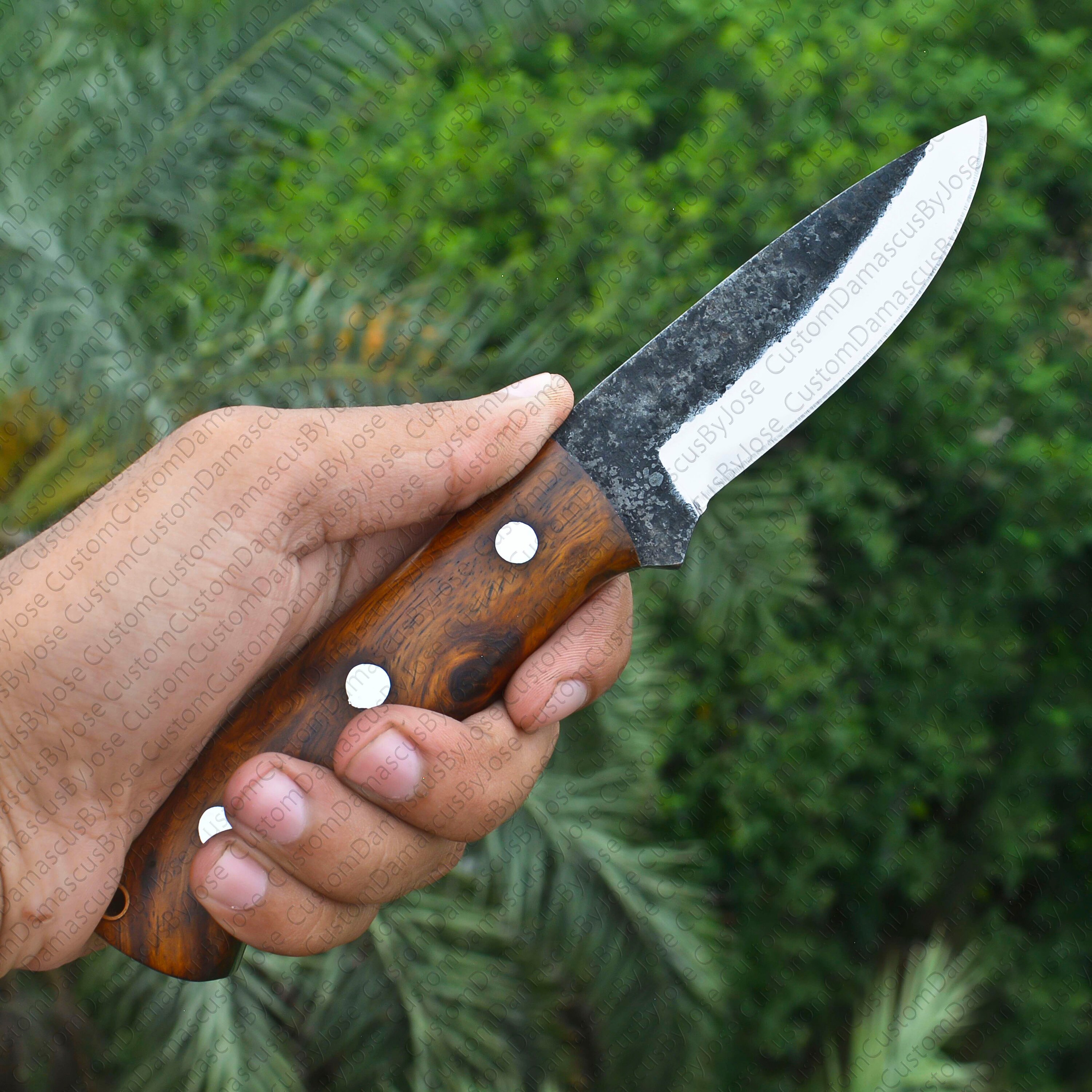 Handmade Bushcraft Knife With Sheath | Rosewood Fixed Blade | Hunting ...
