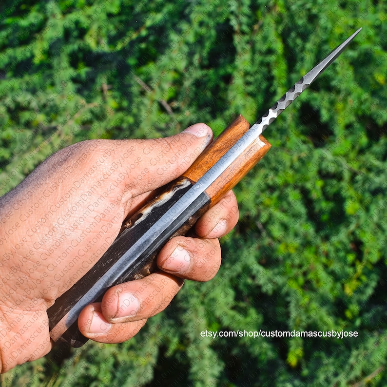 Hand Forge Bushcraft Knife With Sheath Ram Horn Fixed Blade - Etsy