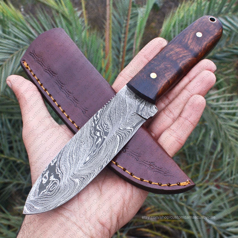 Handmade Bushcraft Knife With Sheath Rosewood Fixed Blade - Etsy